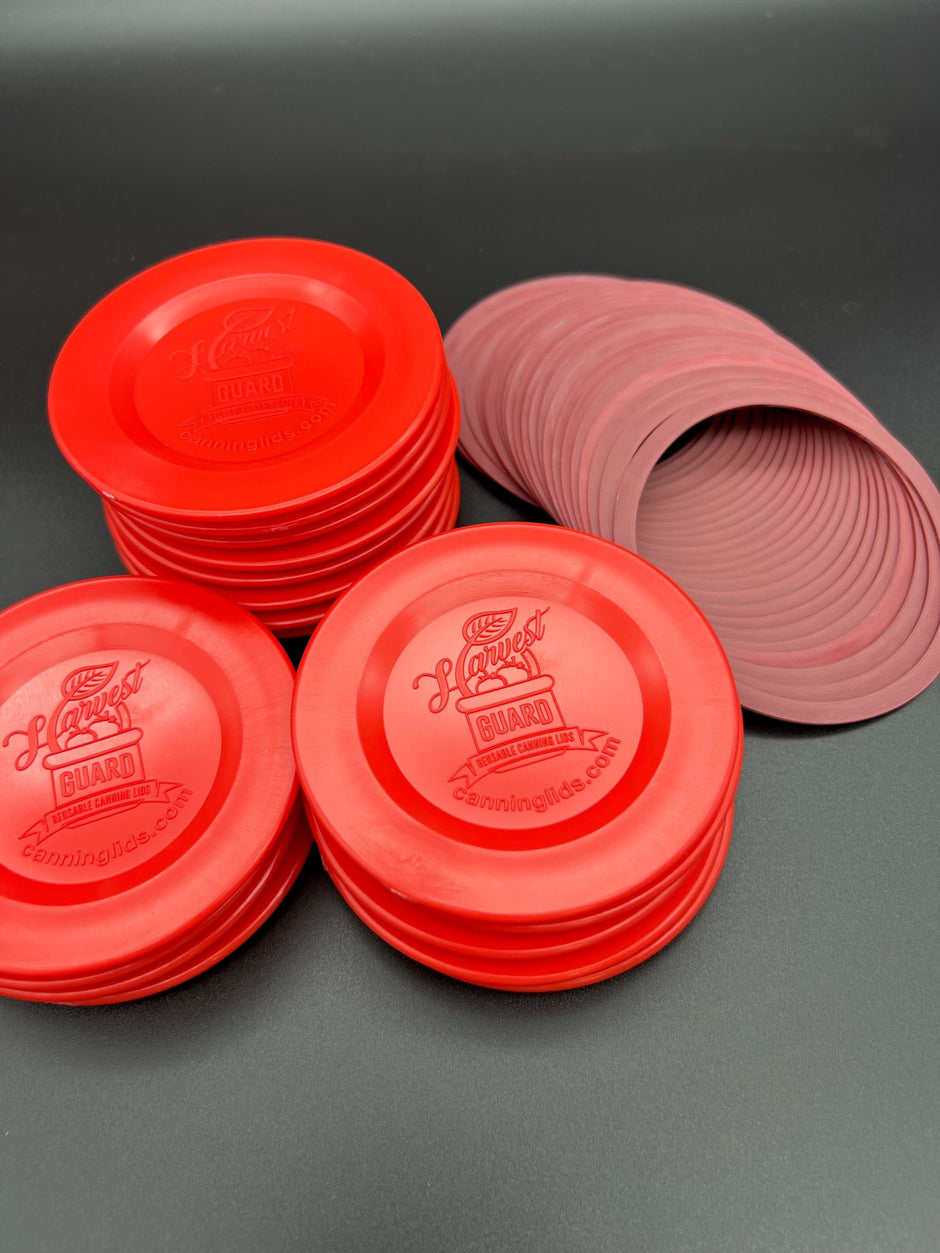 Red and Green Colored Lids – Harvest Guard Reusable Canning Lids